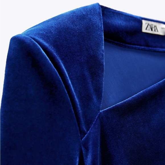 Zara | Dresses | Nwt Zara Blue Velvet Asymmetric Dress | Poshmark